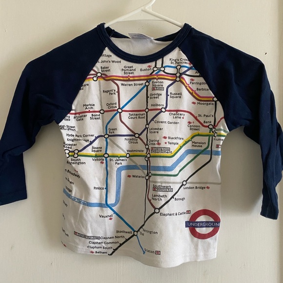 Shirts & Tops | London Underground Map Kids Baseball Sleeve T Shirt ...